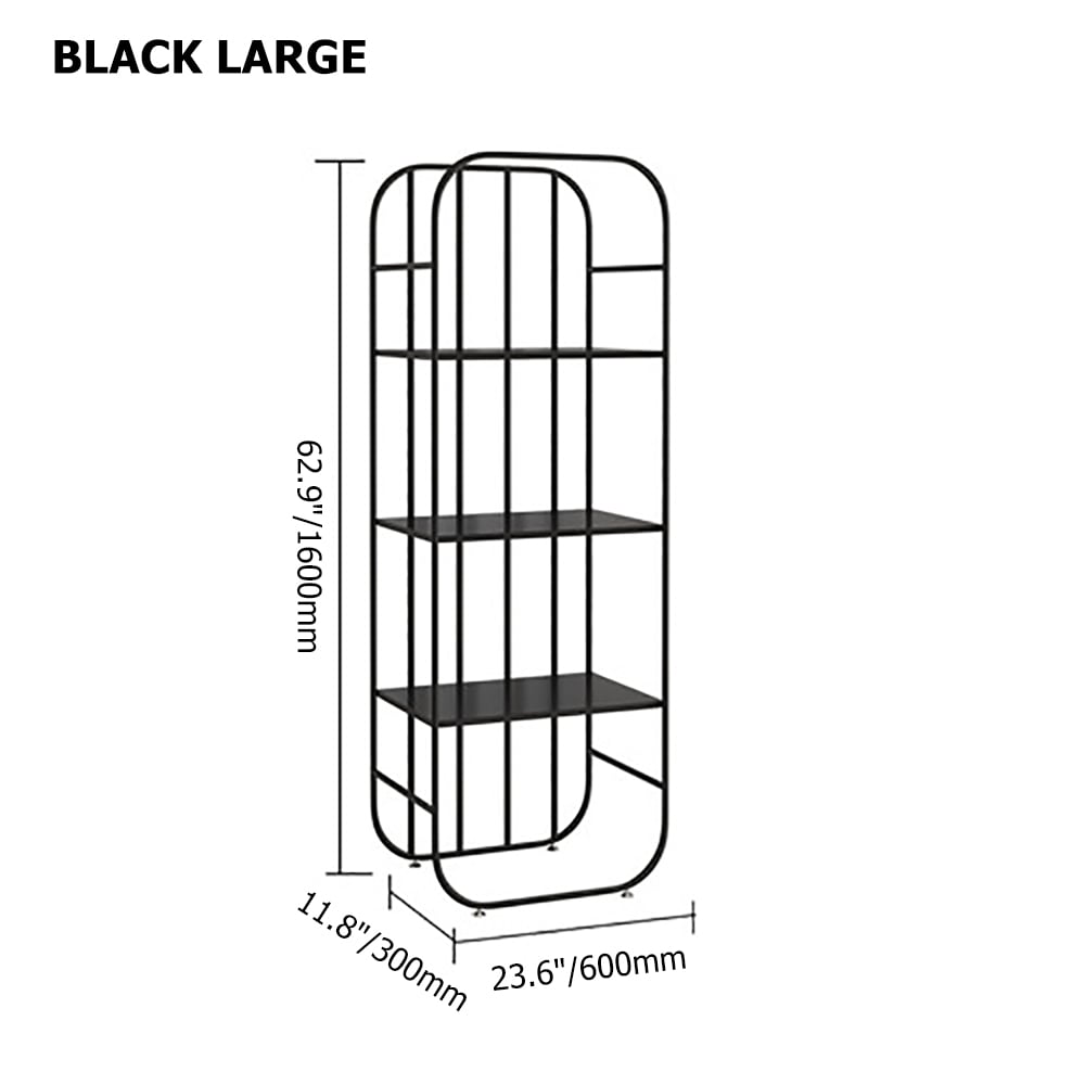 Contemporary Rectangle Etagere Bookshelf in Black｜Homary UK