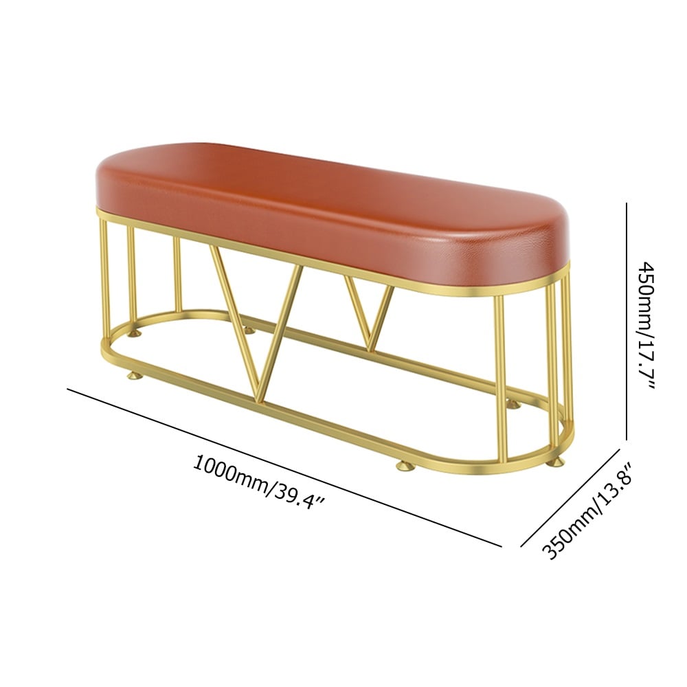 Modern Leather Upholstered Entryway Bench with Gold Metal Frame｜Homary UK
