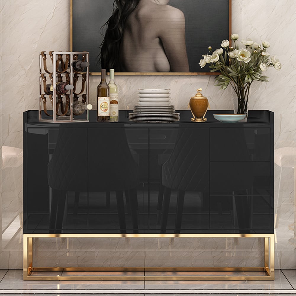 Modern Black Sideboard Buffet with 3 Drawers & 3 Doors in Small｜Homary UK