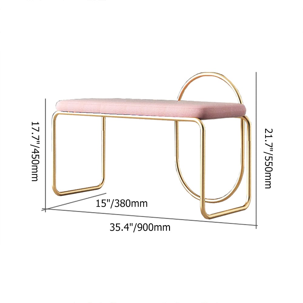 Pink Entryway Bench Upholstered Velvet Modern Bench in Gold｜Homary