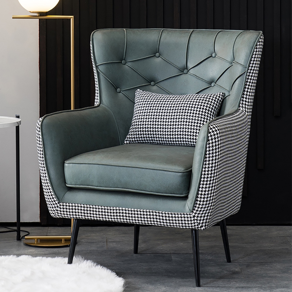 Modern Accent Chair Tufted Leath-Aire Upholstered Chesterfeild Chair ...
