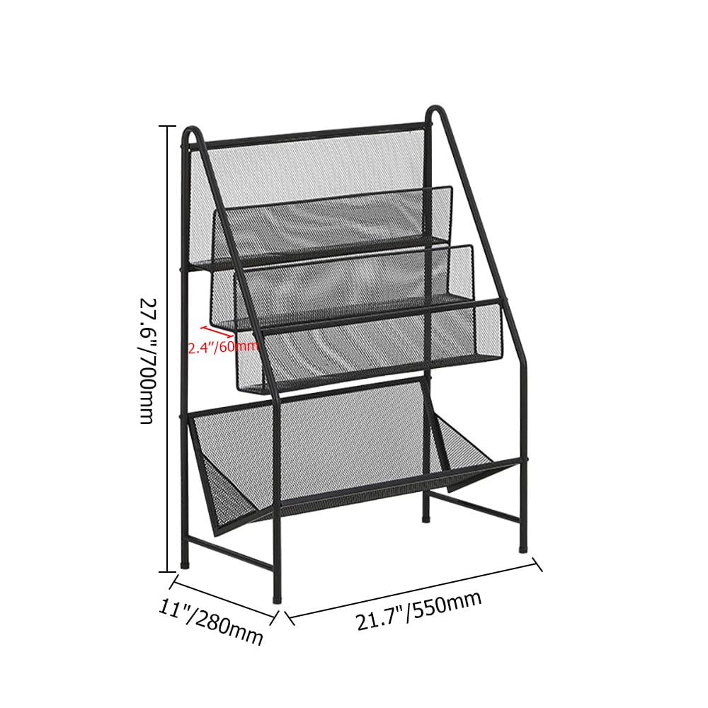 700mm Black 4-Tier Metal Rectangle Bookcase｜Homary UK
