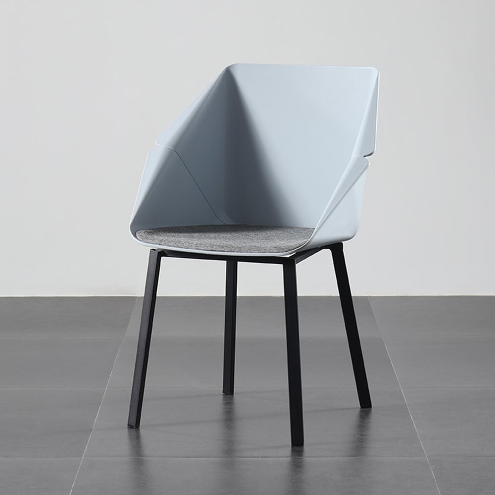 Modern PP Material Dining Chair High Back Upholstered in Black Legs Set ...