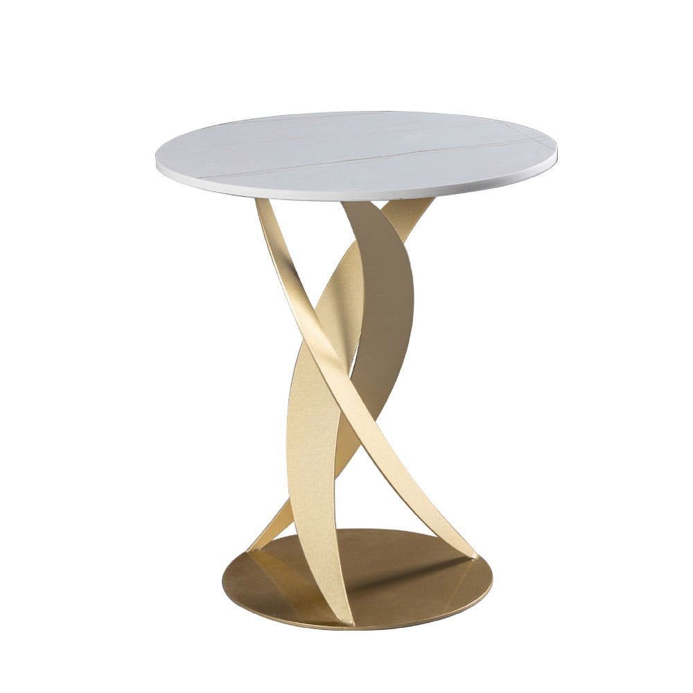 Modern White End Table with Sintered Stone Top Side Table | Homary