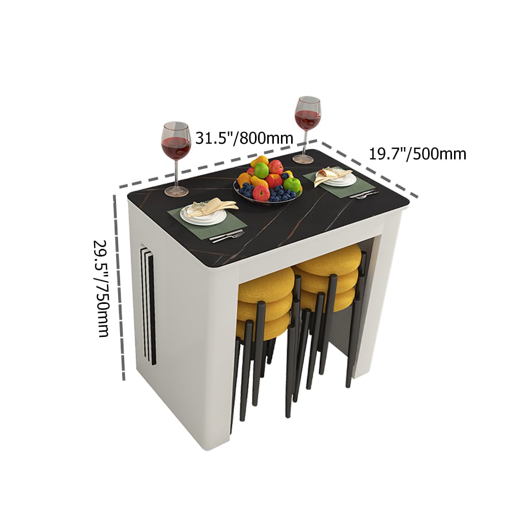 Extendable 3-Leaf Rectangular Dining Table with Black Sintered Stone ...