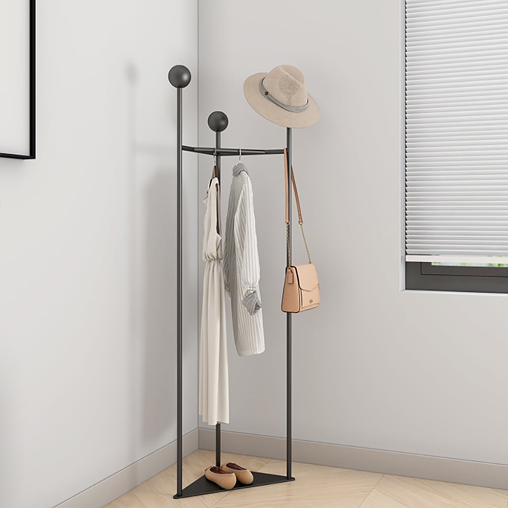 66" Modern Industrial Metal Triangle Freestanding Cloth Rack with Rail ...