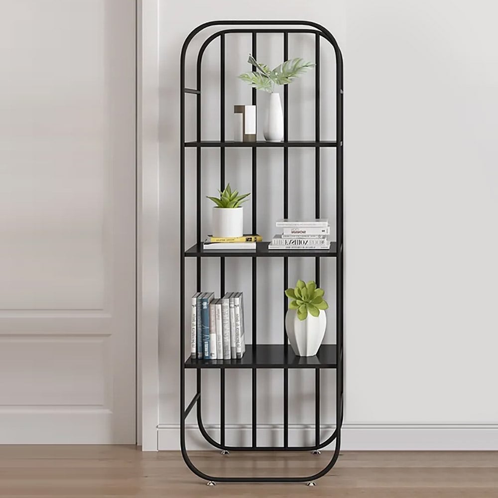Contemporary Rectangle Etagere Bookshelf in Black｜Homary