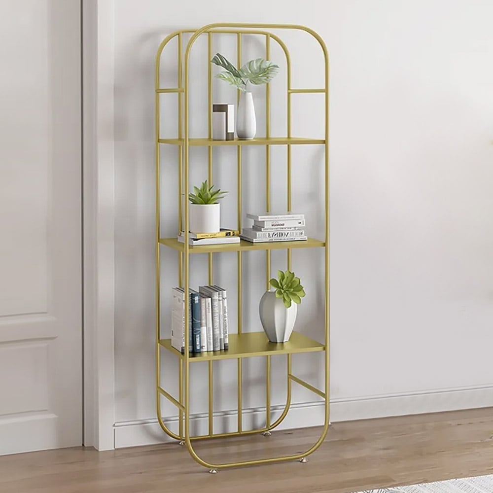 Contemporary Rectangle Etagere Bookshelf in Gold｜Homary UK