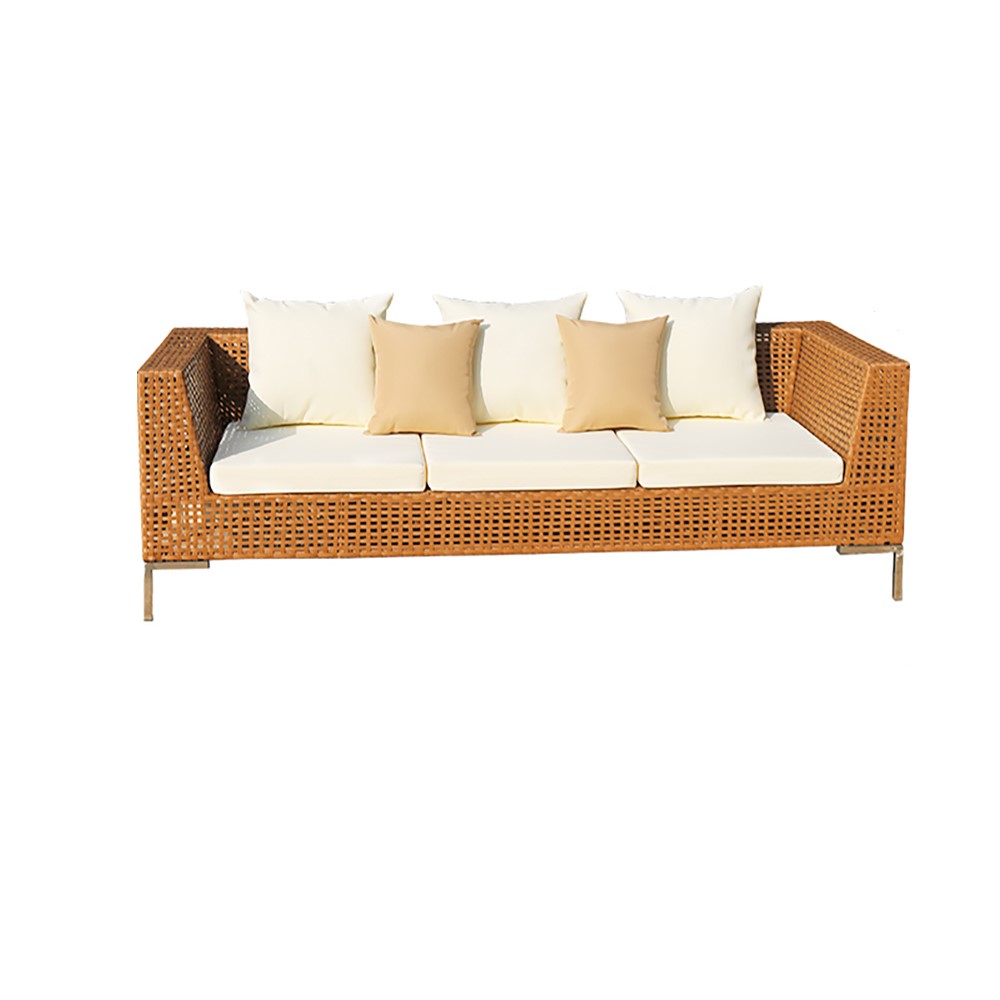 2000mm 3-Seater Outdoor Sofa with Square Arm Cushion Back｜Homary UK