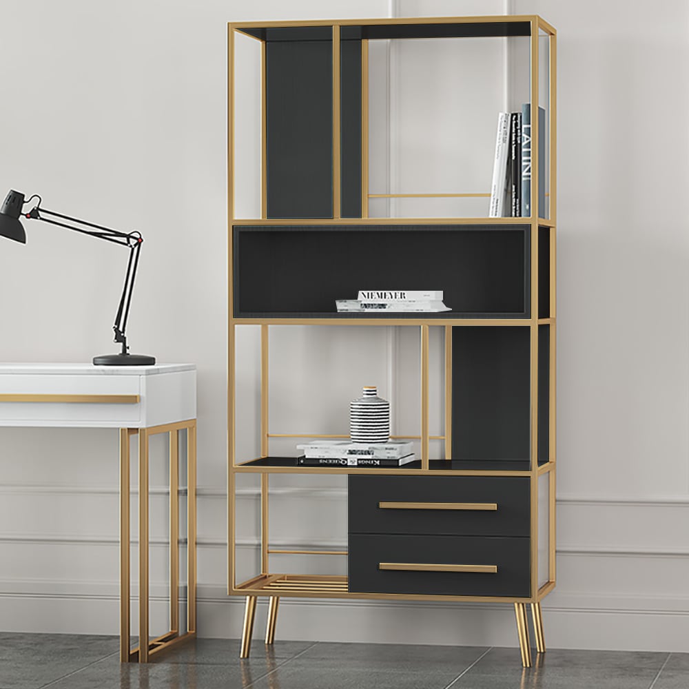 Light Luxury Postmodern Bookshelf with Two Drawers｜Homary