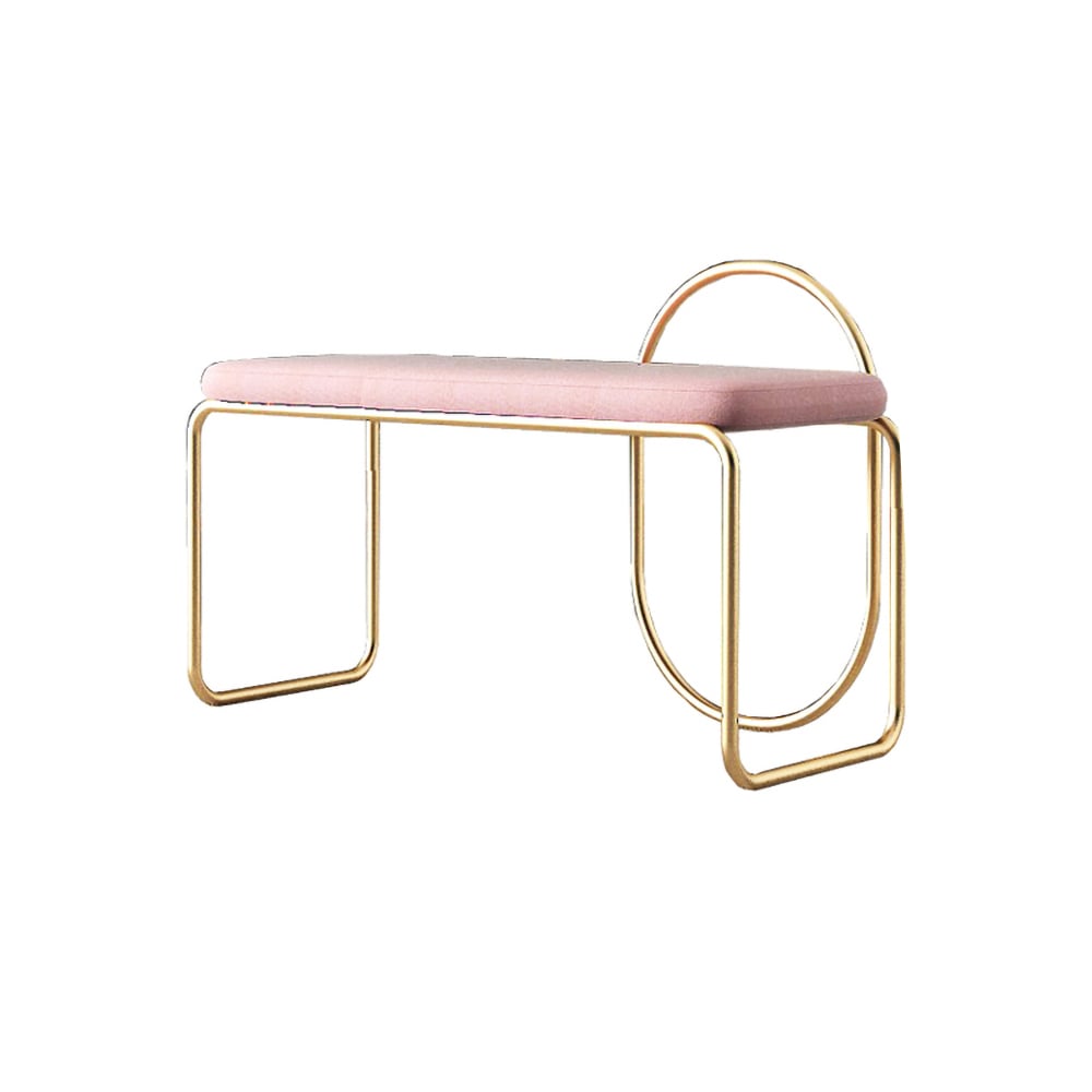 Pink Entryway Bench Upholstered Velvet Modern Bench in Gold｜Homary