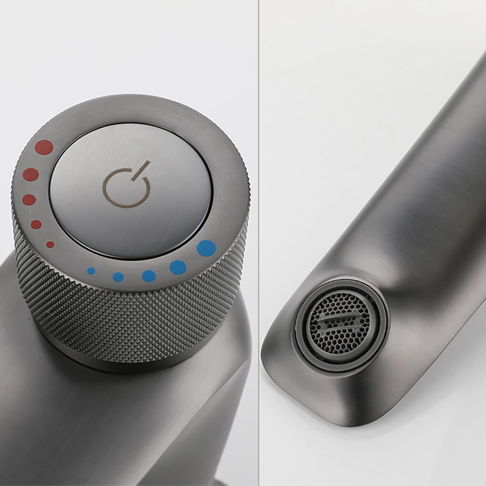 Gunmetal Grey Switch Top Monobloc Basin Tap Single Handle Basin Mixer ...