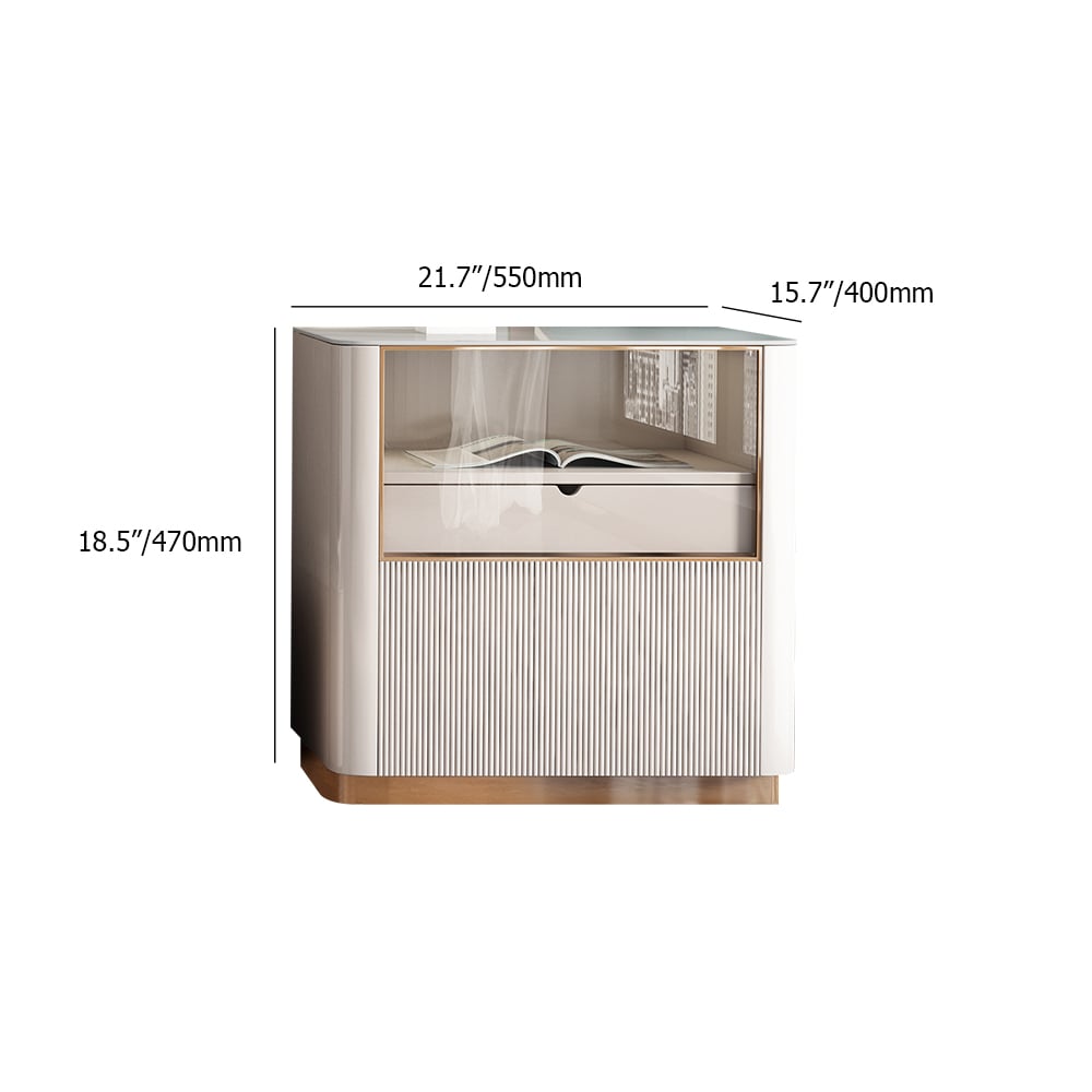 Rectangular Side Cabinet with Drawers & Shelves in White｜Homary