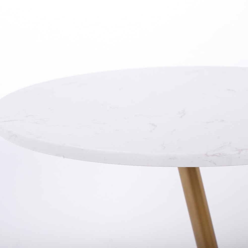 White Round End Table Modern Marble Top Side Table｜Homary