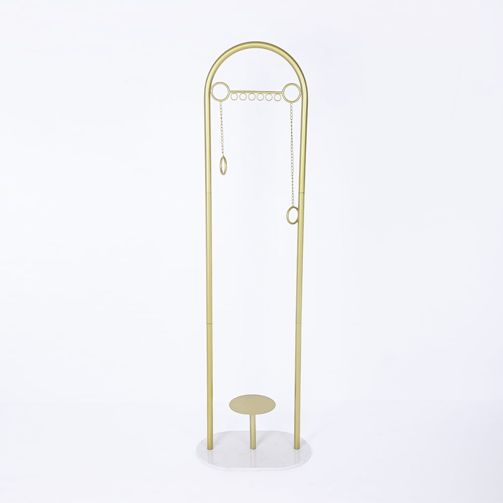 Gold Modern Metal Cloth Rack with Shelf Marble Base 66.9''｜Homary UK