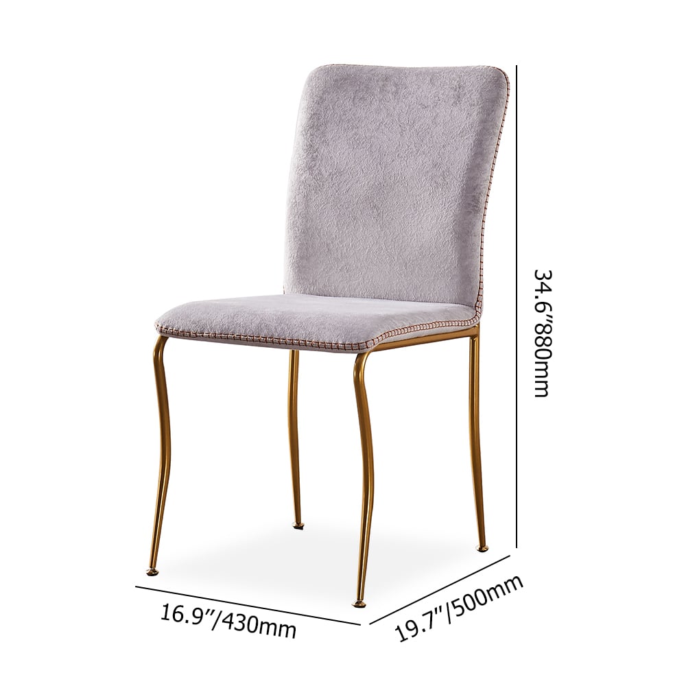 Modern Leath-Aire Armless Dark Gray Dining Chair with Metal Legs Set of ...