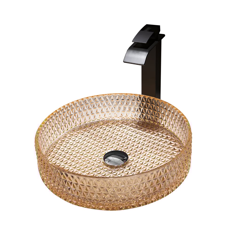 Countertop Transparent Diamond Shaped Crystal Glass Bathroom Wash Basin ...