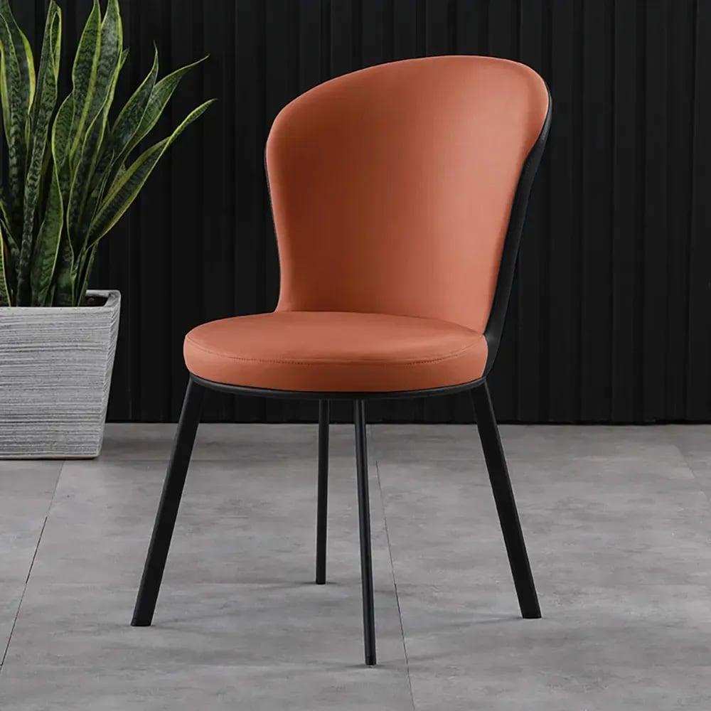 Modern Dining Chair High Back Leath-aire Upholstered in Black Legs Set ...