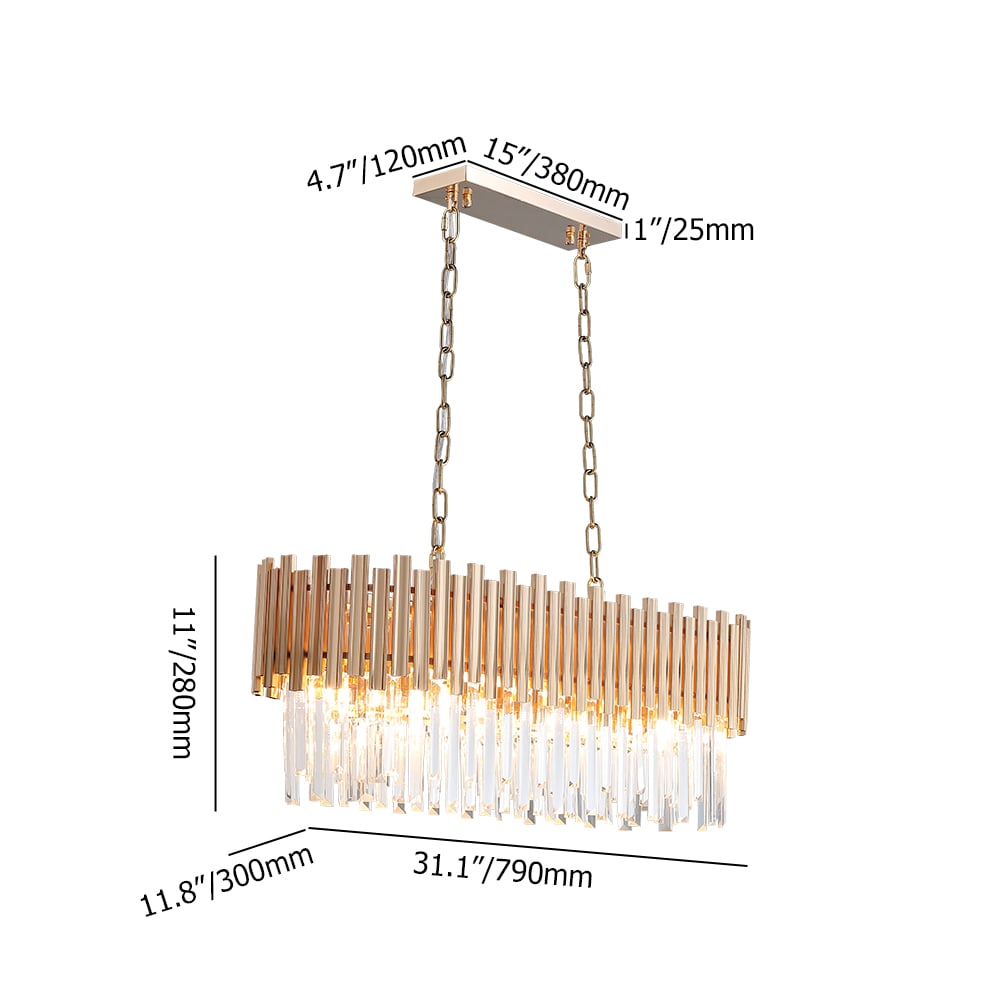 Tierizo Modern Tiered Crystal Kitchen Island Light 8-Light with ...