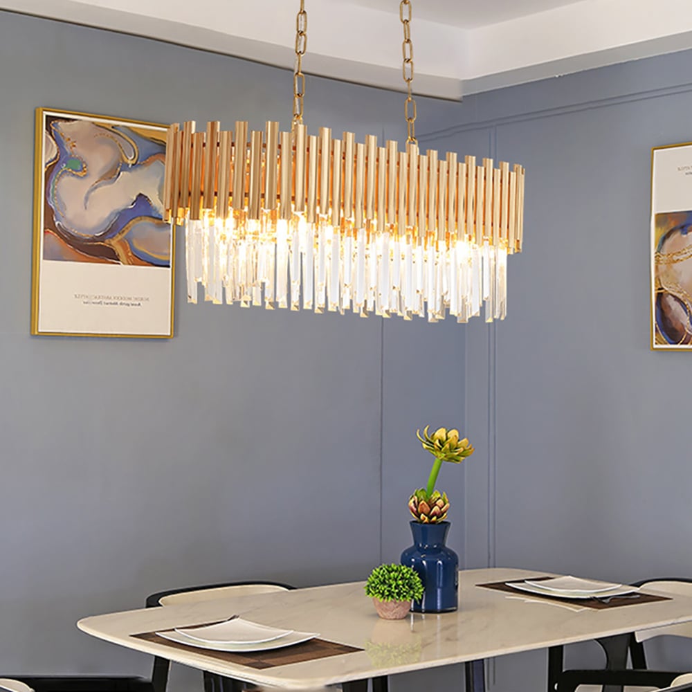 Tierizo Modern Tiered Crystal Kitchen Island Light 8-Light with ...