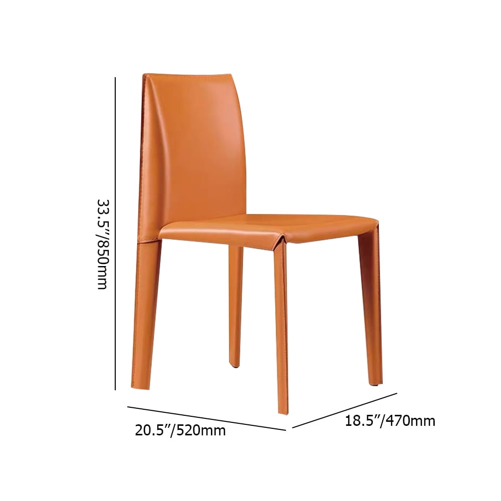 Modern Upholstered Saddle Leather Orange Dining Chair Set of 2｜Homary