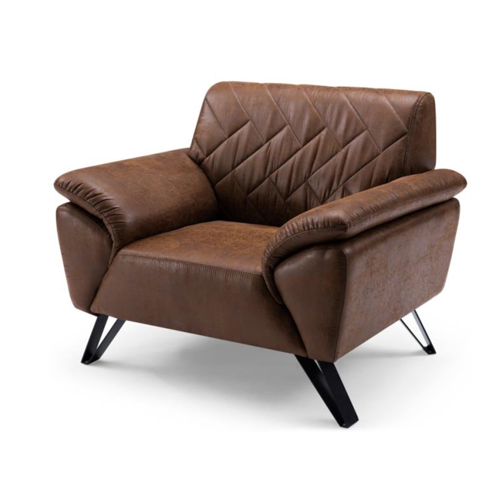 Modern Brown Accent Chair Leath-aire Armchair with Pillow Top Arms ...