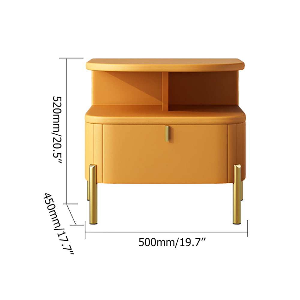 Chic Orange Faux Leather Nightstand Modern Bedside Table with Storage 1 ...