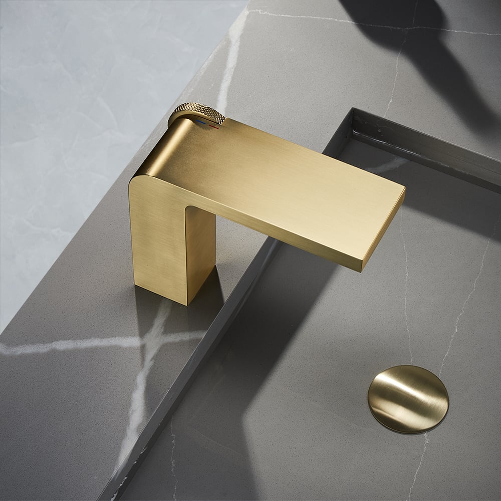 Geometric Monobloc Waterfall Bathroom Basin Mixer Tap Solid Brass｜Homary UK