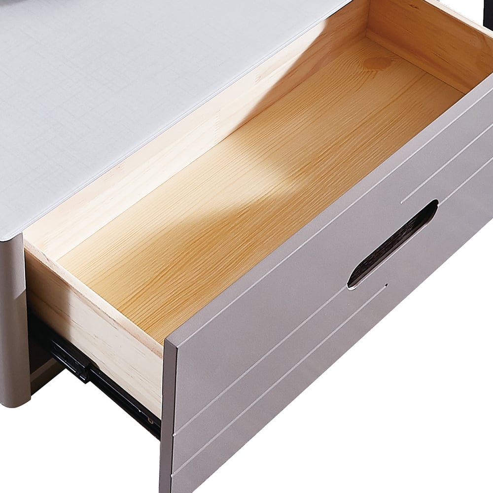 Modern Nesting Coffee Table Set with Glass Top & Drawers in Black ...