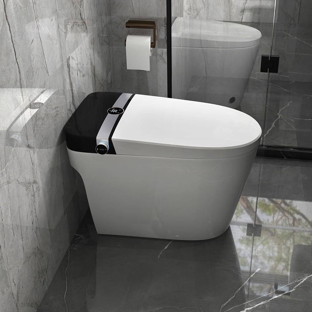 Elongated One-Piece Smart Toilet Floor Mounted Automatic Toilet in ...