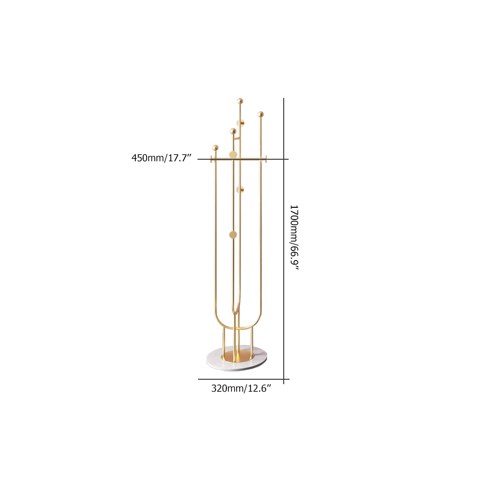 67" Simple Gold Clothing Rack with Hanging and Hook Faux Marble｜Homary
