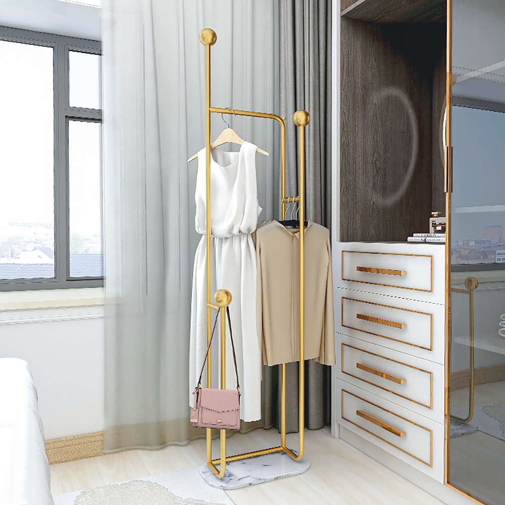 Marble Gold Clothing Rack with Hooks and Hanging｜Homary