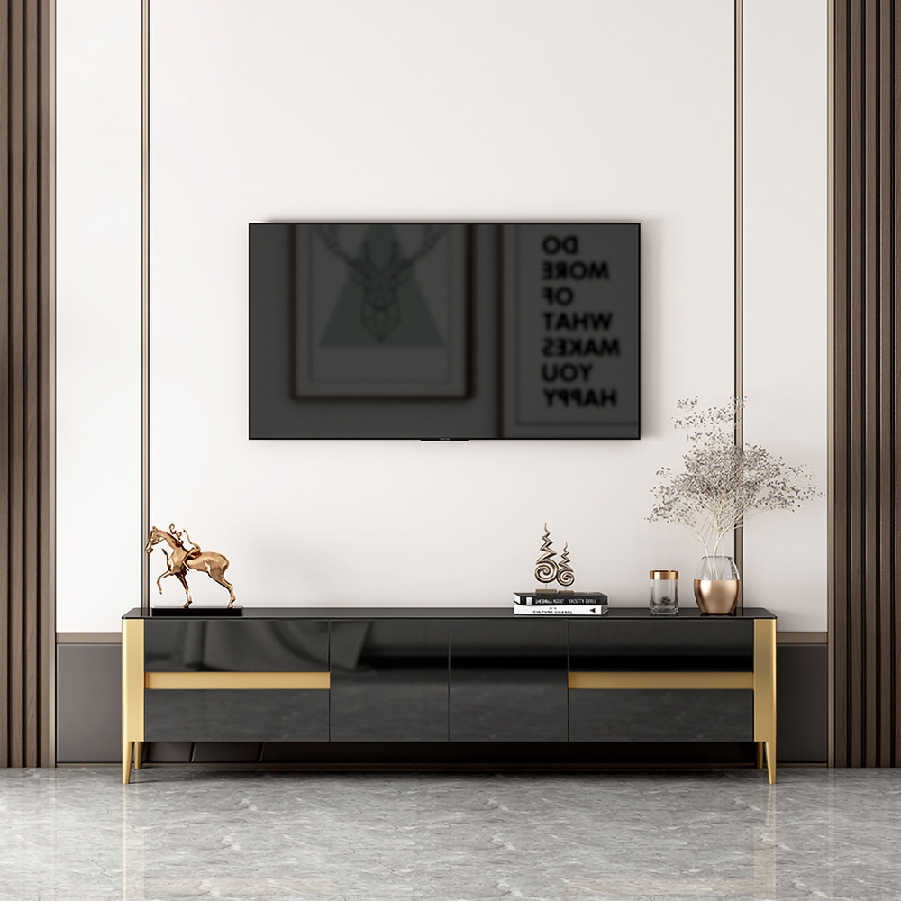 Modern Stylish Walnut TV Stand with Drawers & Doors for TVs up to 79 ...