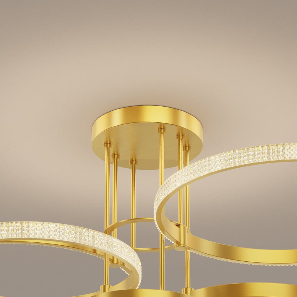 Modern Semi Flush Mount LED Light in Gold 6-Light Warm White｜Homary