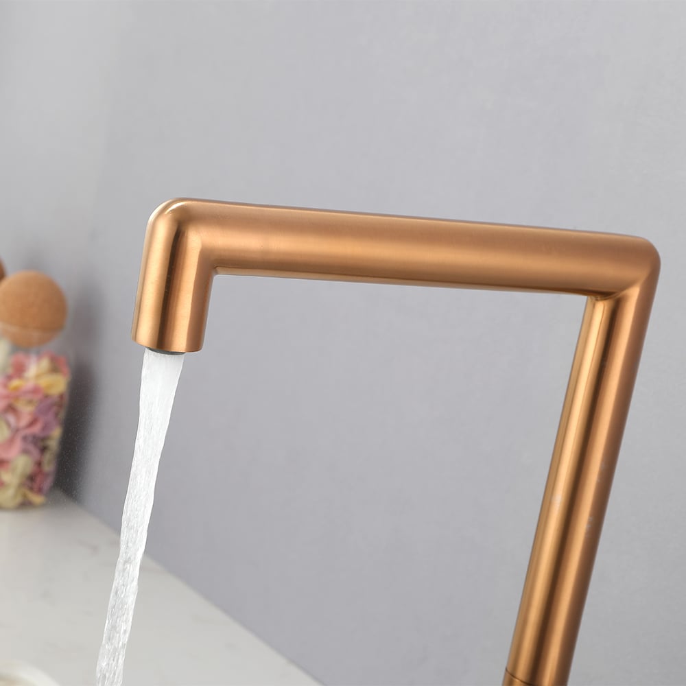 Modern Single Handle Swivel Control Kitchen Tap Stainless Steel in Rose ...