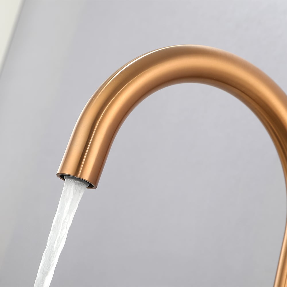 Swivel Control Modern Kitchen Tap Single Handle Stainless Steel in Rose ...