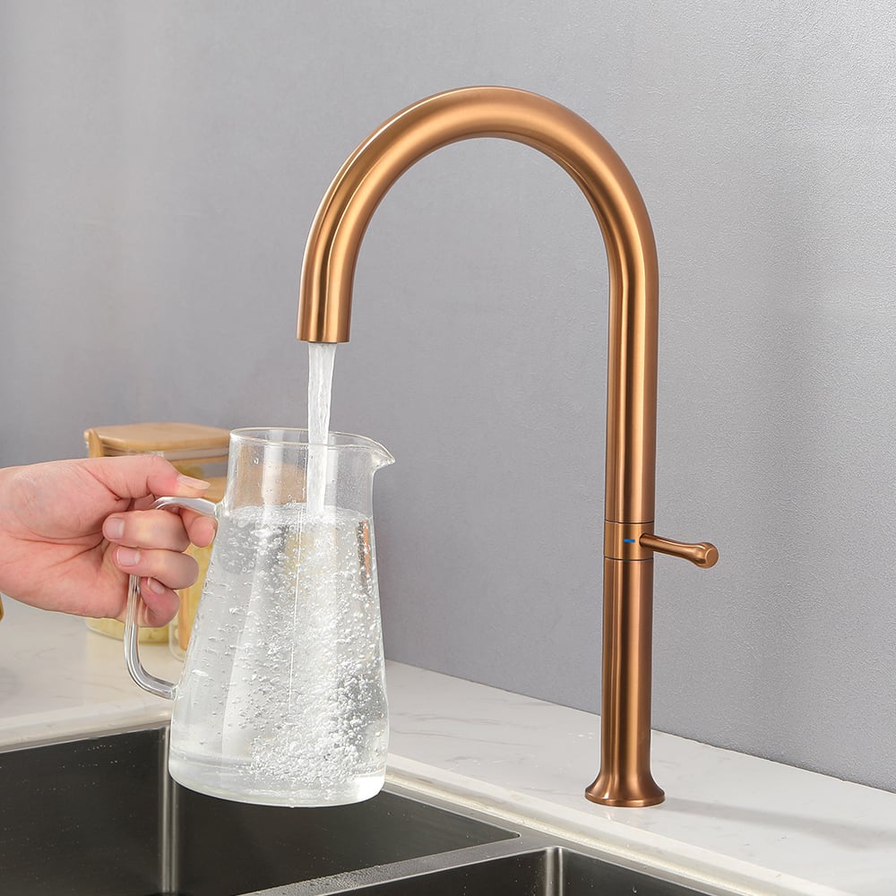 Swivel Control Modern Kitchen Tap Single Handle Stainless Steel in Rose ...