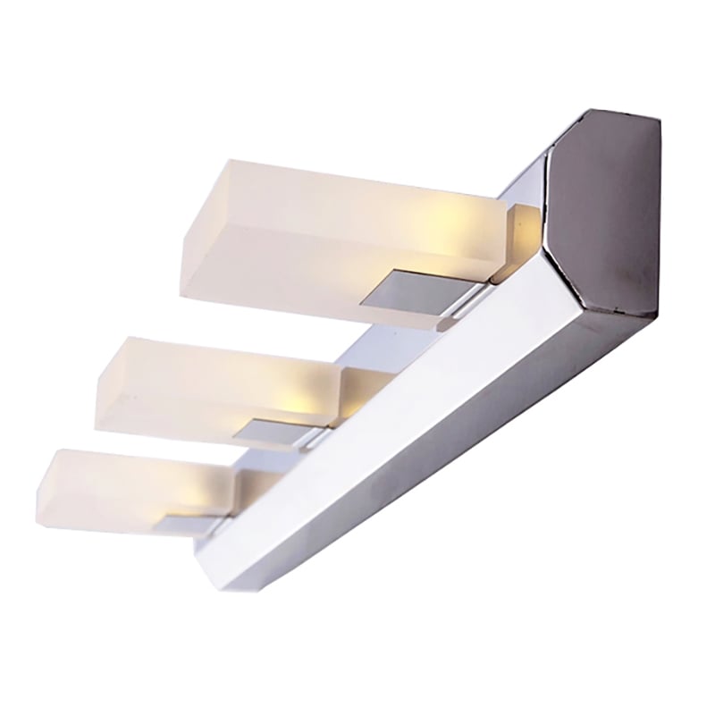 Three White Glass Cuboid LED Bath Vanity Light in Chrome｜Homary