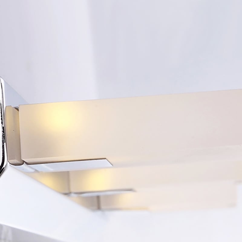 Three White Glass Cuboid LED Bath Vanity Light in Chrome｜Homary