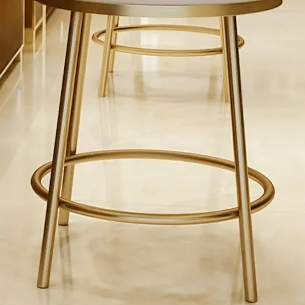 Modern Beige Faux Leather Upholstery Round Counter Stool with Back | Homary