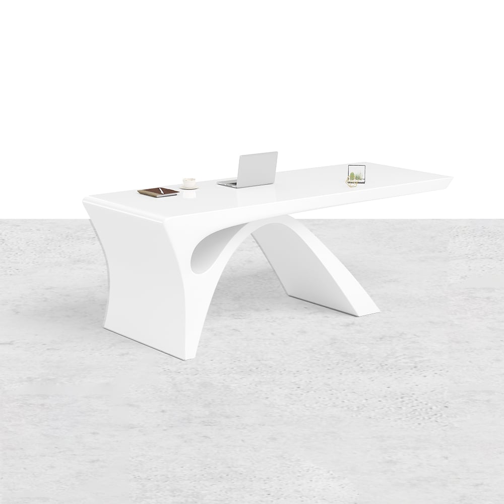 Free Shipping on 71" Modern White Computer Desk Rectangular Executive ...