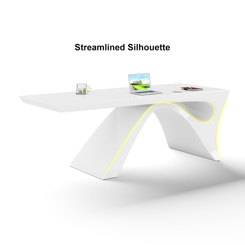 Free Shipping on 71" Modern White Computer Desk Rectangular Executive ...