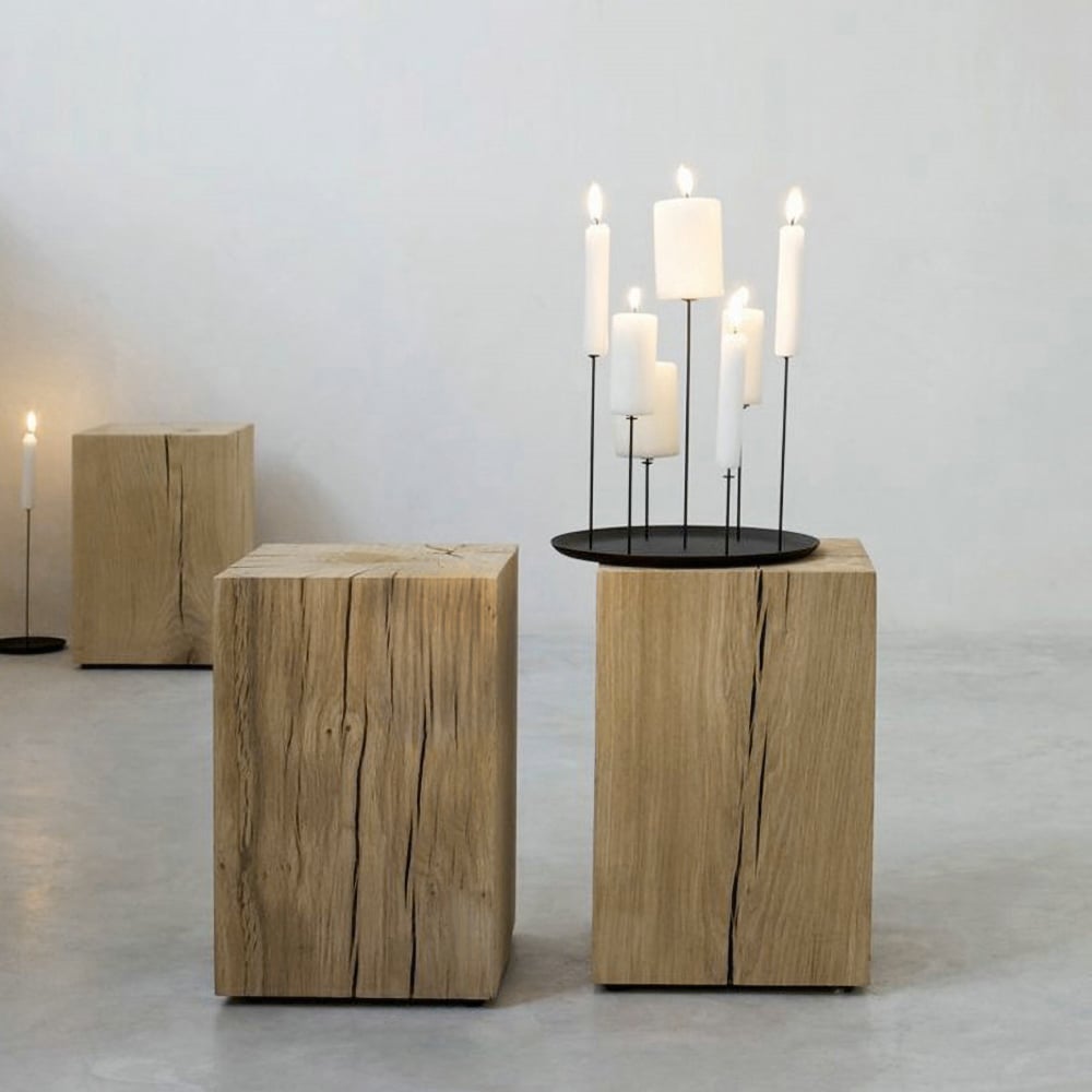 Rustic Wood Side Table Square End Table Pine Wood in Natural | Homary