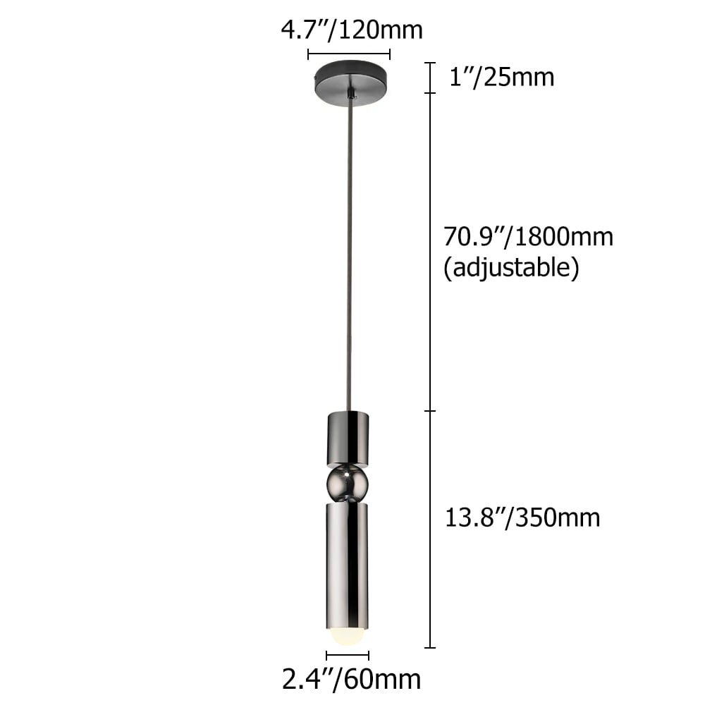 Mini Cylinder Single-Light Modern Pendant Light in chrome | Homary