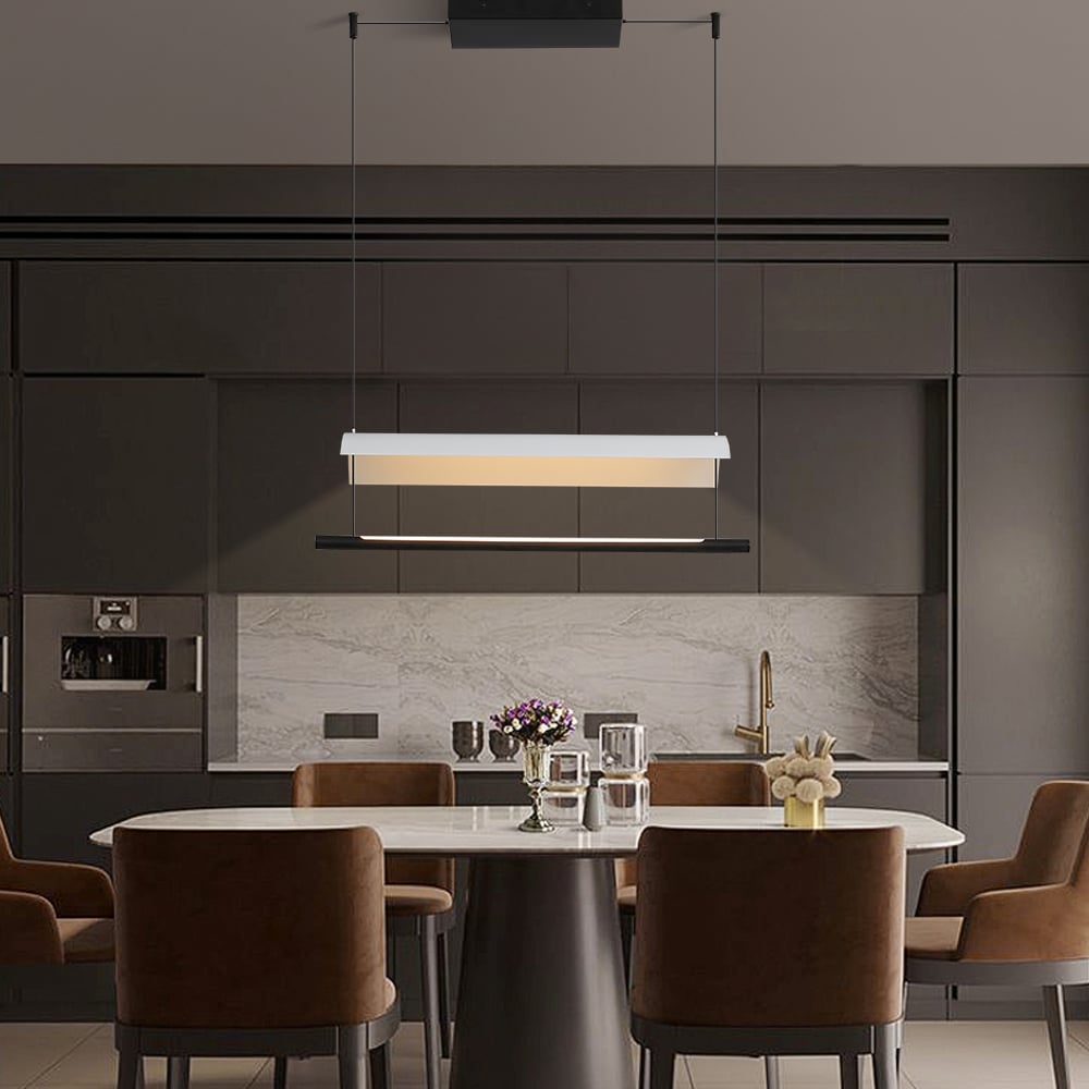 Free Shipping on Modern Linear LED Kitchen Island Light Metal Black ...