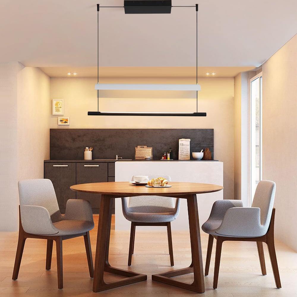 Free Shipping on Modern Linear LED Kitchen Island Light Metal Black ...