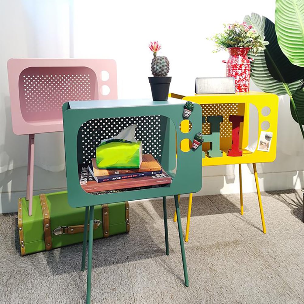 Stert Modern End Table in Television Shape Hollow Side Table in Fresh ...