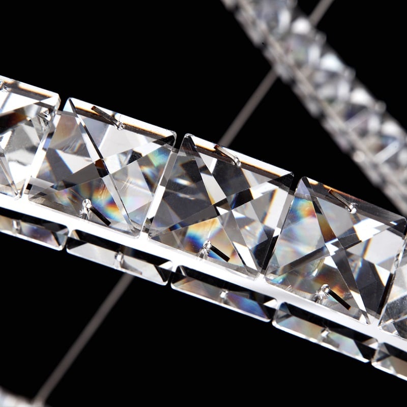 Modern 3-Circle Ring Clear Crystal Pendant Light in Chrome Finsh with ...