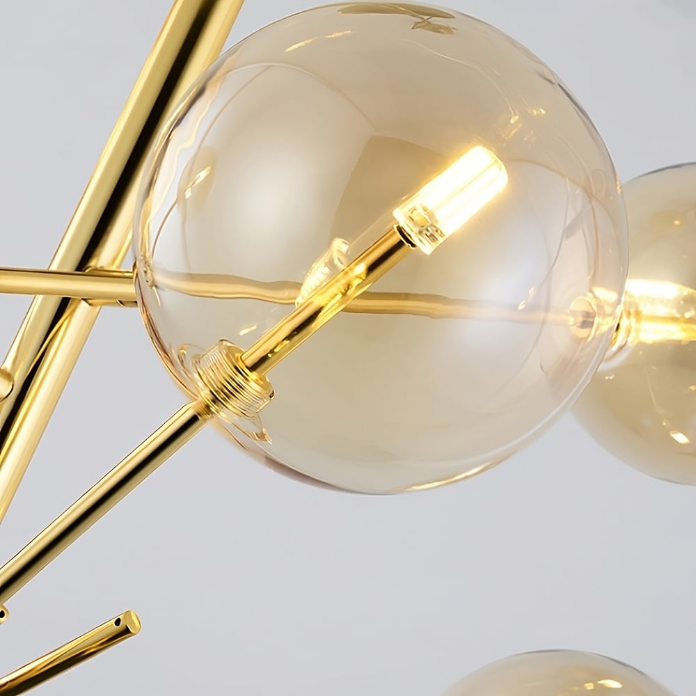 6-Light Sputnik Chandelier Glass Shade Ceiling Light Bulbs Included ...