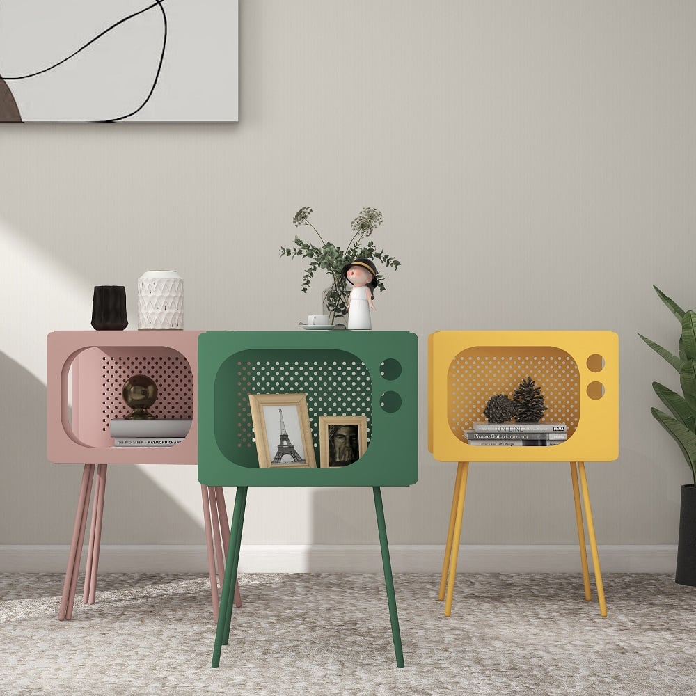 Stert Modern End Table in Television Shape Hollow Side Table in Fresh ...